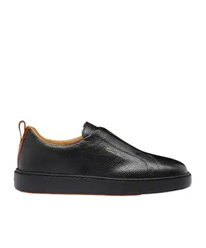 Santoni Logo Printed Slip-on Sneaker - Black