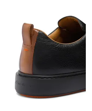 Santoni Logo Printed Slip-on Sneaker - Black