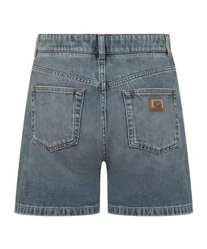 Dolce & Gabbana Logo Plaque Denim Shorts - Gray