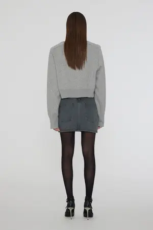 ROTATE BY BIRGER CHRISTENSEN Logo Patch Denim Mini Skirt