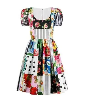 Dolce & Gabbana Patchwork Balloon Sleeve Mini Dress
