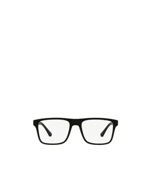 Emporio Armani Square Frame Eyeglasses With Interchangeable Sunglasses Clips - Black