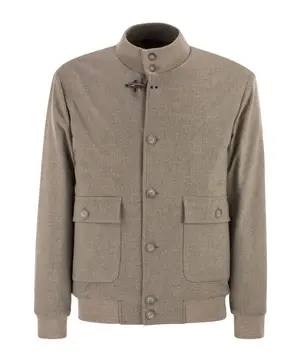 FAY Suede Bomber Jacket With Hook Detail