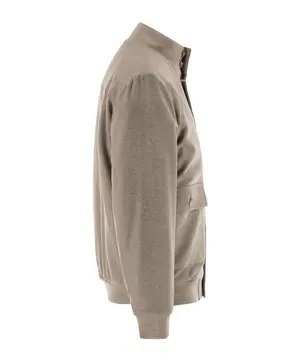 FAY Suede Bomber Jacket With Hook Detail