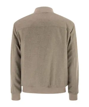 FAY Suede Bomber Jacket With Hook Detail