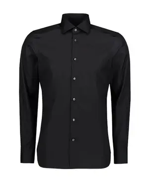Zegna Lapel Long-sleeved Shirt - Black