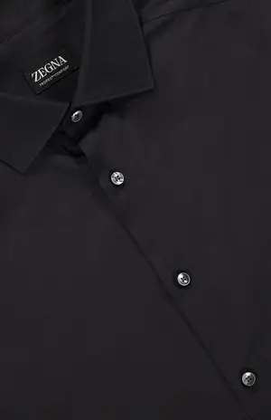 Zegna Lapel Long-sleeved Shirt - Black