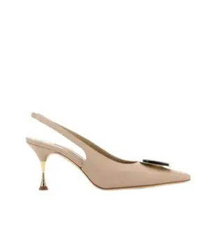 Manolo Blahnik Pointed-toe Slingback Pumps With Elastic Ankle Strap