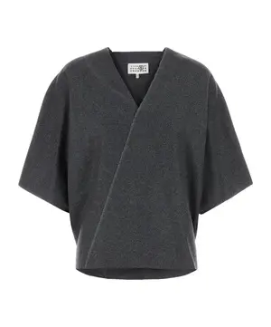 MAISON MARGIELA V-neck Knitted Top - Dark Gray