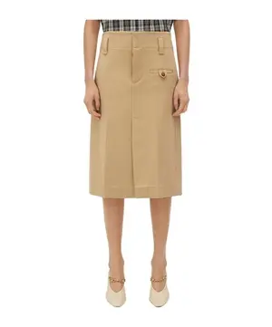 Bottega Veneta Rear Slit Midi Skirt - Pale Oak