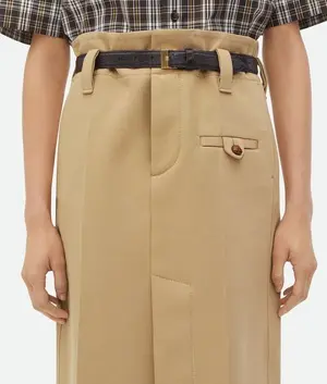 Bottega Veneta Rear Slit Midi Skirt - Pale Oak
