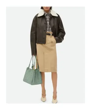Bottega Veneta Rear Slit Midi Skirt - Pale Oak