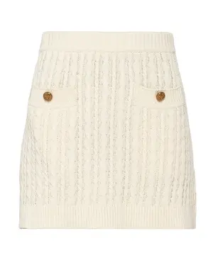 Prada Knitted Mini Skirt With Twisted Detailing - Ivory