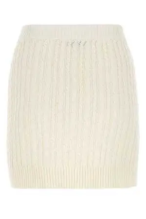 Prada Knitted Mini Skirt With Twisted Detailing - Ivory