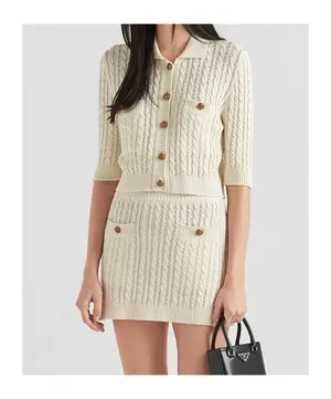 Prada Knitted Mini Skirt With Twisted Detailing - Ivory