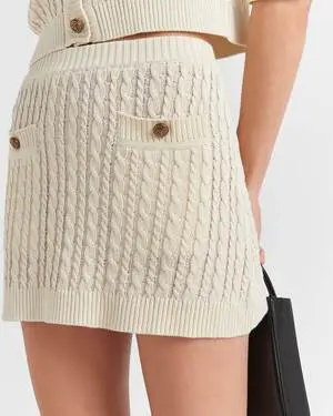 Prada Knitted Mini Skirt With Twisted Detailing - Ivory