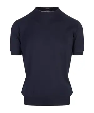Kiton Short-sleeved Crewneck Knitted T-shirt - Black