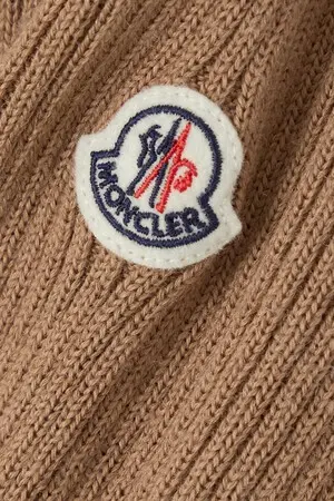 Moncler Ribbed Knit Midi Dress With Logo Patch