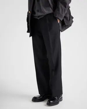 Prada Triangle-patch Pleated Trousers - Black