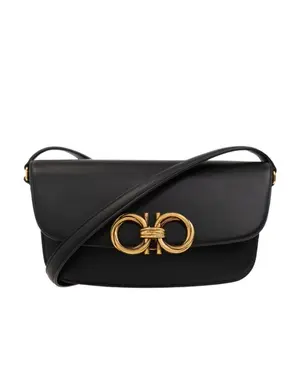 FERRAGAMO Trapezio Logo Plaque Small Crossbody Bag - Black