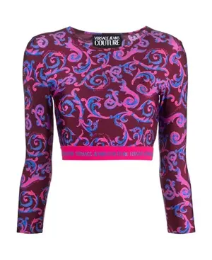Versace Barocco Print Cropped Long Sleeve Top