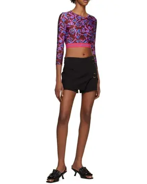 Versace Barocco Print Cropped Long Sleeve Top