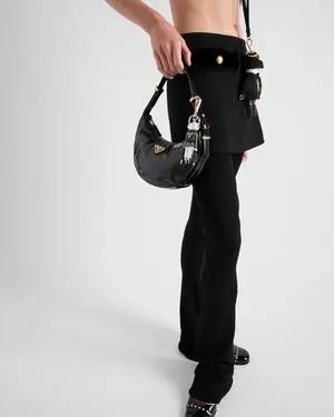 Prada Flared Knit Logo Pants - Black