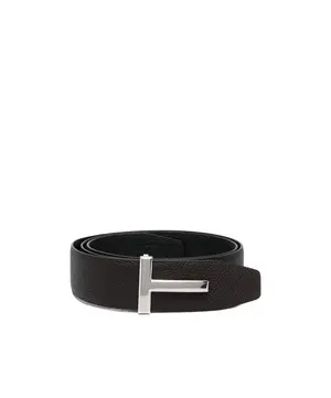 TOM FORD Leather Belt With T Buckle - Black