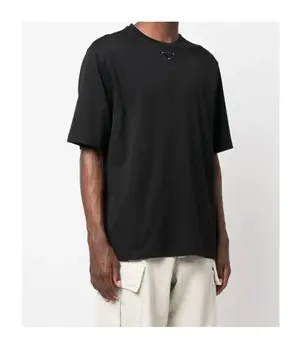 Prada Logo Plaque Crewneck T-shirt - Black
