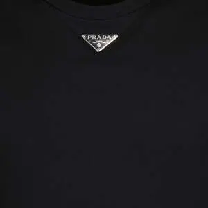 Prada Logo Plaque Crewneck T-shirt - Black