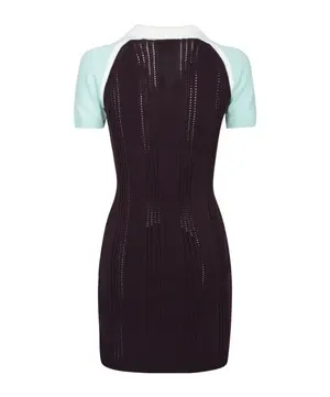 Casablanca Short Sleeved Contrast Collar Ribbed Tennis Dress