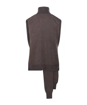 RÓHE Turtleneck Sweater With Ribbed Trim And Belted Detail - Black