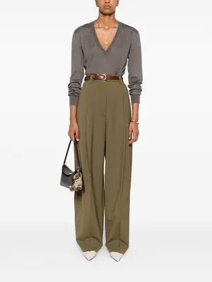 Fendi Long-sleeved V-neck Jumper - Grey