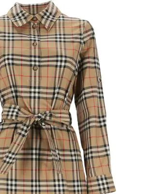 Burberry Vintage Check Belted Shirt Dress