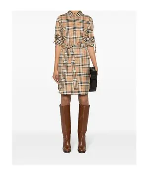 Burberry Vintage Check Belted Shirt Dress