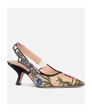 Dior J'adior Slingback Pumps With Floral Embroidery - Black