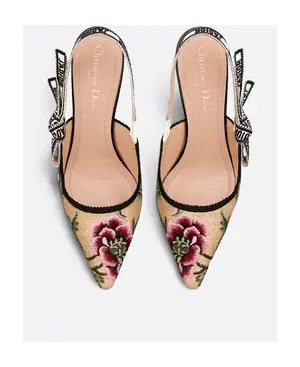 Dior J'adior Slingback Pumps With Floral Embroidery - Black