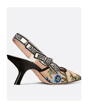 Dior J'adior Slingback Pumps With Floral Embroidery - Black