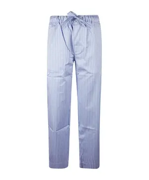 TEKLA Organic Cotton Striped Pyjama Trousers - Blue