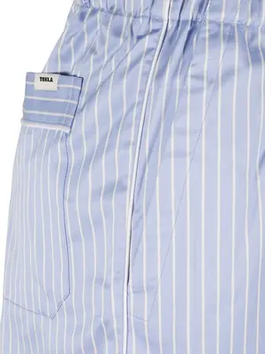 TEKLA Organic Cotton Striped Pyjama Trousers - Blue