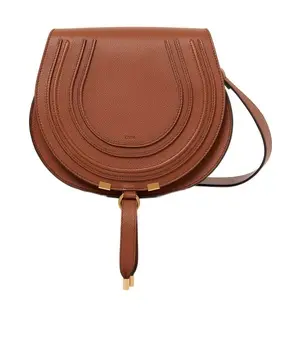 Chloé Marcie Logo Detailed Saddle Bag - Brown