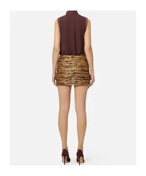 Elisabetta Franchi Raffia-effect Print Mini Skirt - Camel