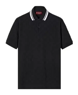 Gucci Allover Gg Short-sleeved Polo Shirt - Black