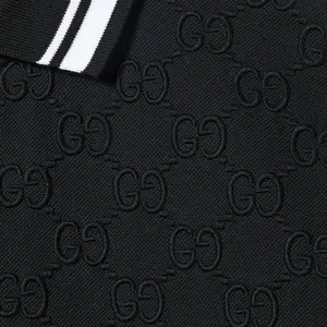 Gucci Allover Gg Short-sleeved Polo Shirt - Black