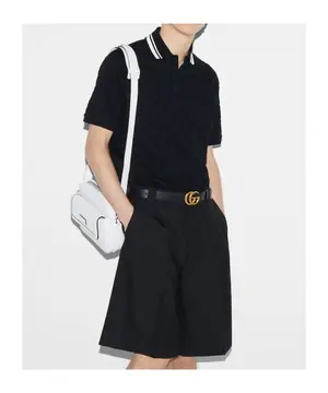Gucci Allover Gg Short-sleeved Polo Shirt - Black