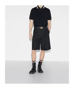 Gucci Allover Gg Short-sleeved Polo Shirt - Black