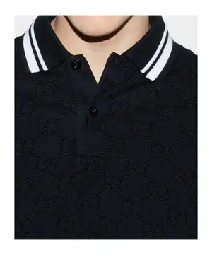 Gucci Allover Gg Short-sleeved Polo Shirt - Black