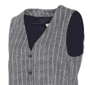 CIRCOLO 1901 Striped Button-front Vest - Gray