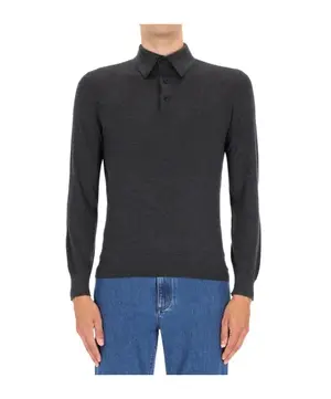 Zegna Long Sleeved Polo Shirt - Black