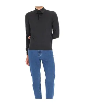 Zegna Long Sleeved Polo Shirt - Black